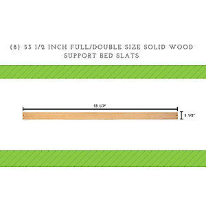 CC KITS Set of Eight - 53 1/2 Inch Full/Double Size Solid Wood Support Bed Slats｜for Use Crib Conversion Kits｜Platform Frame for Mattress｜Bunkie Board, Box Spring or Foundation Replacement Option