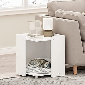 Furinno Peli Multipurpose End Table with Storage, Solid White, Cube