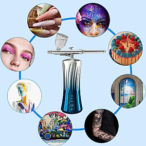 Airbrush Kit with Compressor, Portable Handheld Cordless Airbrush Gun with 0.3mm & 0.5mm Nozzle, Cordless Air Brush for Nails Art, Painting, Cake Decor, Cookie, Model, Makeup, Barber