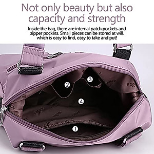 Multi Pocket Nylon Totes Handbag Waterproof Large Shoulder Bag Travel Purse Bags For Women (Black)