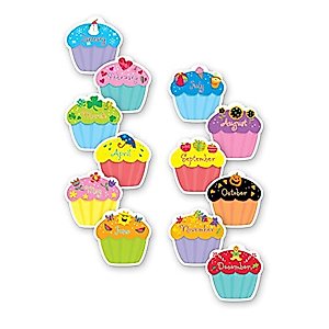 CTP Cupcakes 6" Designer Cut-Outs, Set of 36 décor accents, 6” x 6” Each (Creative Teaching Press 1795)