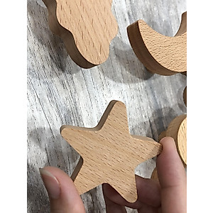 Tsnamay 5Pcs Stars Wooden Wall Hat Peg,Wood Coat Hooks for Hanging Hats,Caps,Bags (5 x Stars)