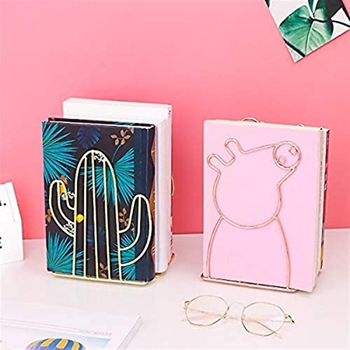 WJCCBJQXW Bookends 2pcs Decorative Bookends Metal Decorative Book Ends Dividers Holders for Shelves Dispensers Display for Library Office