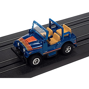 Auto World Xtraction R34 1979 Jeep CJ-5 Blue HO Scale Slot Car
