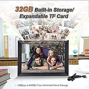 15-inch WiFi Digital Photo Frame - Fullja Smart Digital Picture Frame, Full Function, Slideshow, Motion Sensor, 32GB Electronic Photo Frame Wall Mountable Instant Share Photos/Videos via App, Cloud