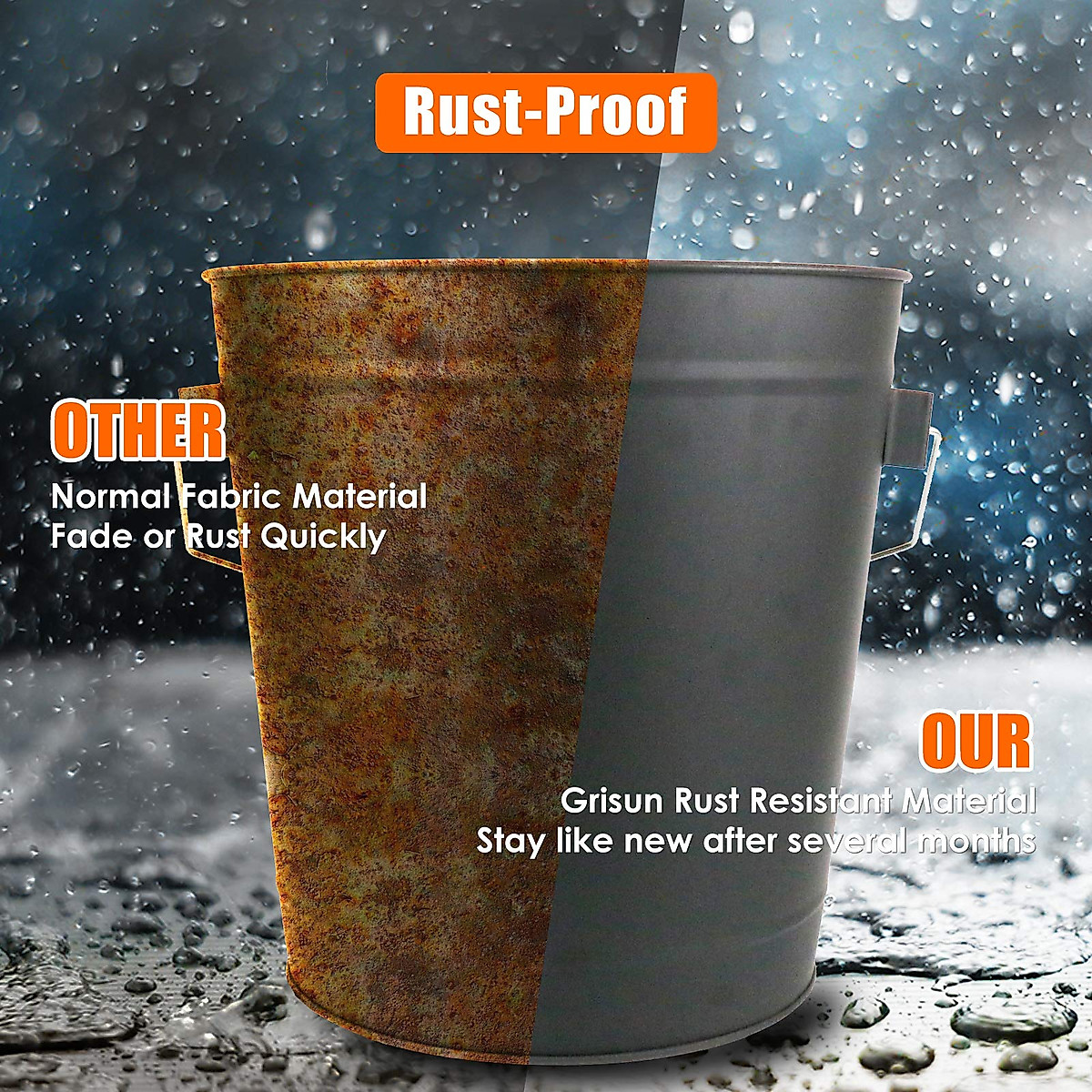 Grisun Ash Bucket with Lid, Shovel and Hand Broom, 5.2 Gallon Coal Bucket for Fireplace, Charcoal Wood Fire Pits, Burning Stoves, Large Pail Pellet Metal Buckets Ash Can, for Indoor and Outdoor