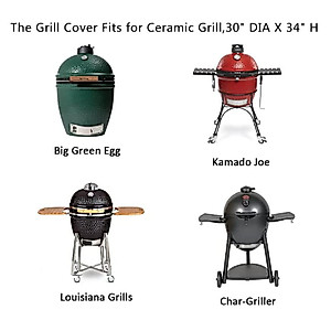 Onlyfire Kamado Grill Cover Fits for Large Big Green Egg,Kamado Joe Classic and Stand-Alone,Large Grill Dome,Louisiana K22,Coyote The Asado Cooker and Other,29.5" Dia X 34" H