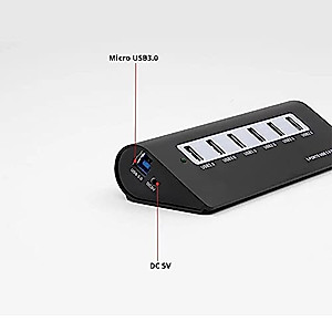 SBSNH 6 Port USB3.0 HUB One Point Six USB2.0/3.0 Docking Station Card Computer Notebook U Disk Multi-Port Splitter (Color : Gold)