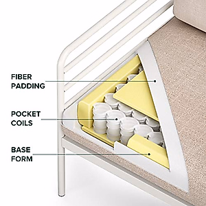 ZINUS Ellen White Metal Loveseat, Steel Framework with Upholstered Cushions, Easy Assembly