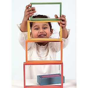 TickiT - 73414 Wooden Rainbow Architect Rectangles - Nesting Puzzle - Stacking Blocks for Ages 12M+