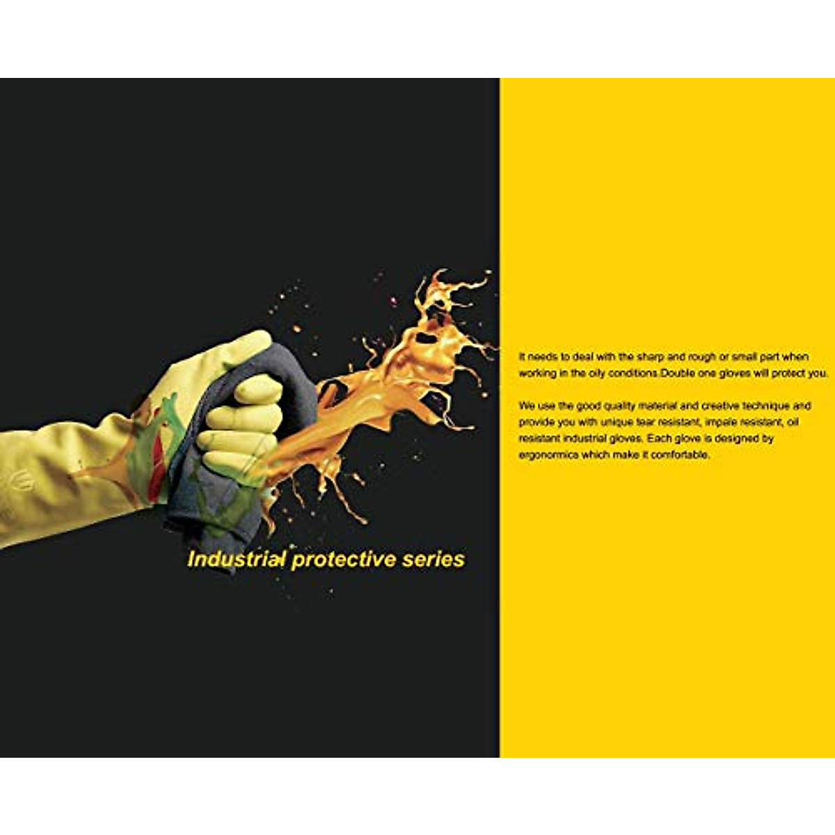 Chemical Resistant Gloves,Safety Work Cleaning Protective Heavy Duty Industrial Gloves,Natural Latex 12.2" Length Black 1 Pair Size M (Medium)