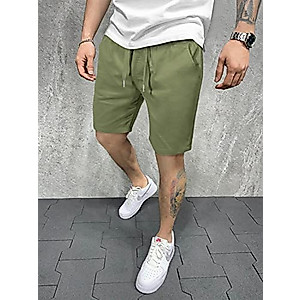 2023 Stylish Mens Chino Shorts Casual Dress Shorts Stretch Summer Twill Linen Shorts Drawstring Golf Shorts(Green,3XL)