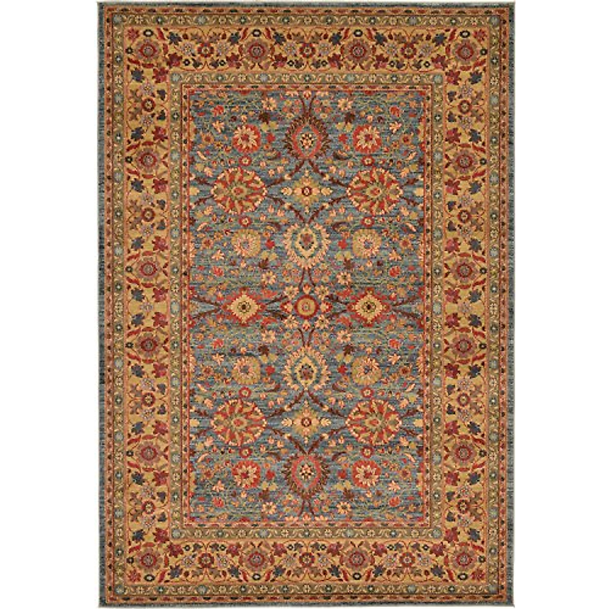 Unique Loom Edinburgh Collection Classic Oriental Traditional French Cottage Inspired Intricate Design Area Rug (6' 0 x 9' 0 Rectangular, Light Blue/ Beige)