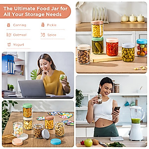 DRKIO 16 Oz Overnight Oats Containers with Lids - 6 Pack Glass Storage Jars with Airtight Lids Wide Mouth Mason Food Jars Great for Meal Prep Salad Chia Pudding Snacks Yogurt Sugar Spice Cereal