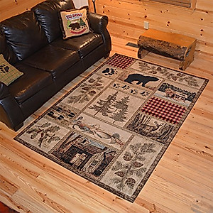 Rustic Lodge Forest Cabin 8x10 Area Rug, 7'10x9'10