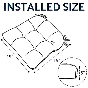 TWLEAR Indoor/Outdoor Wicker Chair Cushions, U-shape Tufted Patio Seat Cushions All Weather for Outdoor Furniture Home Garden Office Chair Use, 19”x19”x5”, 2 Pack, Palm Green