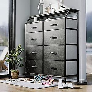 YITAHOME Fabric Dresser with 8 Drawers, Furniture Storage Tower Cabinet, Organizer for Bedroom, Living Room, Hallway, Closet, Sturdy Steel Frame, Wooden Top, Easy Pull Fabric Bins