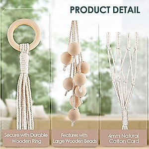 ANROYE Macrame Plant Hanger Set of 2, Bohemian Hanging Planters with Wood Beads Tassels for Indoor, Boho Decorative Flower Pot Rope Holder for Home Decor Bedroom Window Farmhouse Living Room Outdoor