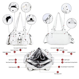 Angel Kiss Hobo Crossbody Purses for Women Shoulder Bag Multipocket Soft Hobo Purses Removable Strap Leather Handbags