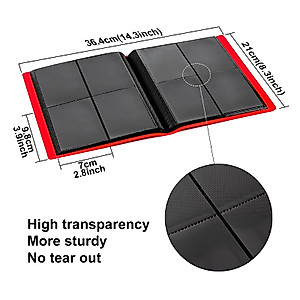 GEAoffice 4 Pocket Card Binder - 2 x 2 Trading Card Collection Album Folder - 160 Side Loading Pocket Binder for TCG, MTG, Sports&Game Cards - Gifts for Card Collector Girls (Red)