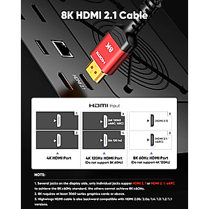 Highwings 8K 10K HDMI 2.1 Cable 6.6FT/2M 2-Pack, Certified Ultra High Speed HDMI Cable Braided Cord-4K@120Hz 8K@60Hz, DTS:X, HDCP 2.2 & 2.3, HDR 10 Compatible with Roku TV/PS5/HDTV/Blu-ray