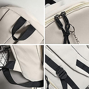 WEIIYONN Aesthetic Backpack for Women Kawaii Book bag Laptop Backpack Solid Casual Women's Daypack for Travel (Black)