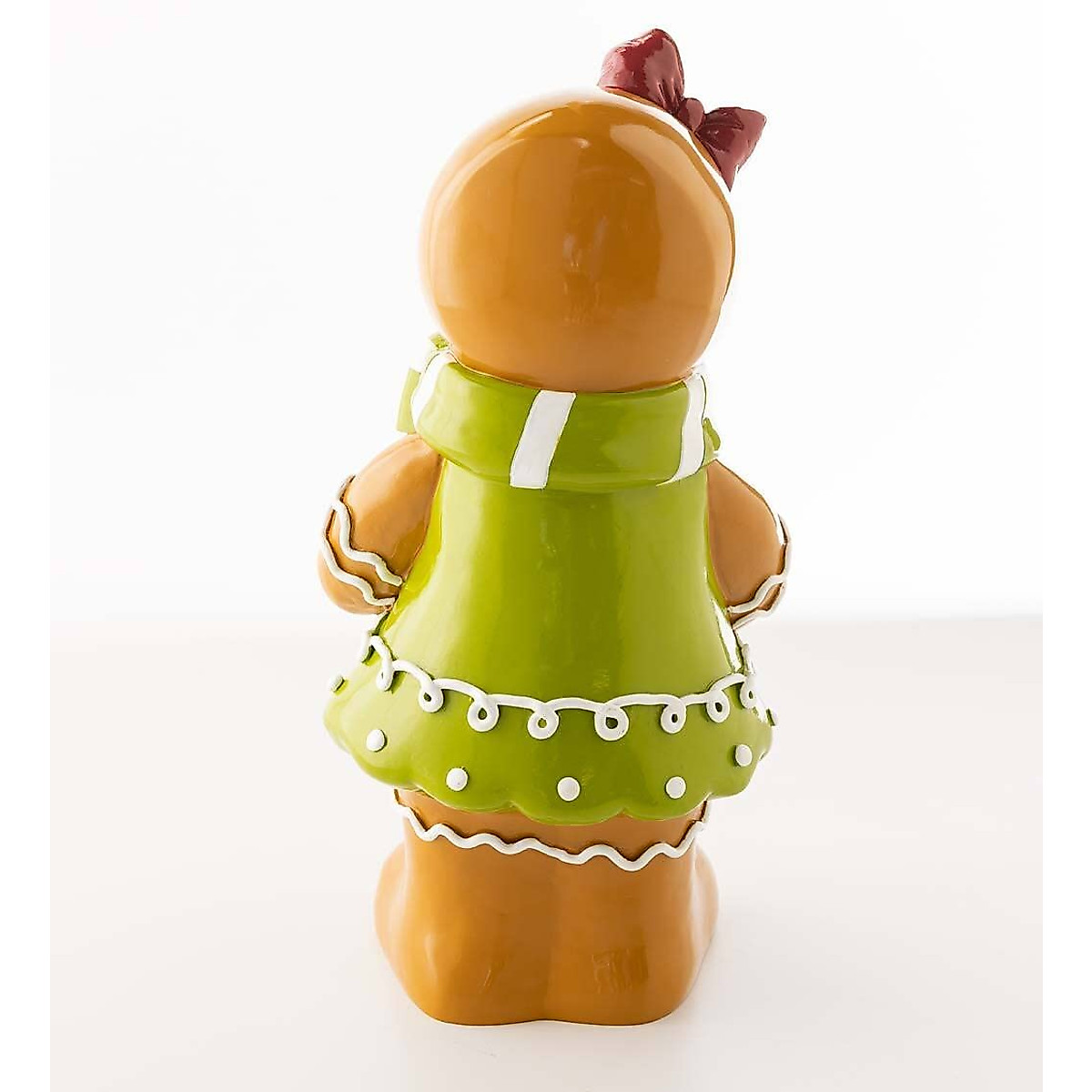 Plow & Hearth Indoor/Outdoor LED Light-Up Christmas Gingerbread Girl Shorty Statue, LED Lights with Auto-Timer, Sweet Details, Holiday Accent, Battery-Operated, 9" L x 7¾"W x 18" H