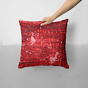 iiRov Red Grunge Paint Splatter - Custom Decorative Home Decor Indoor or Outdoor Throw Pillow Cover Plus Cushion Set for Sofa, Bed or Couch (Pillow CASE Cover Plus Cushion)