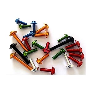 10pcs M5 M6 Aluminum Colourful Half Round Button Flange Head with Washer Inner Hex Socket Allen Screws Bolt DaJiKan (Length : M6x16, Size : Black)