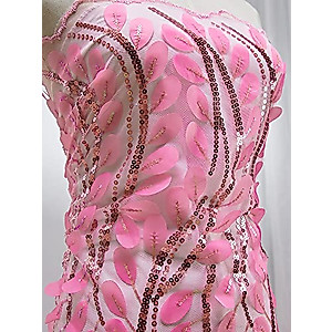 KAJURUI African Lace Fabric French Mesh Lace Fabric with Sequins 5 Yards Nigerian Lace for Party Dresses Sewing