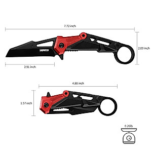 Dispatch Folding Pocket Knife with Stainless Steel Blackened Blade, Two-color Aluminum Handle, Liner Lock for Survival, Hunting, Tactical, Outdoor Camping EDC Tool