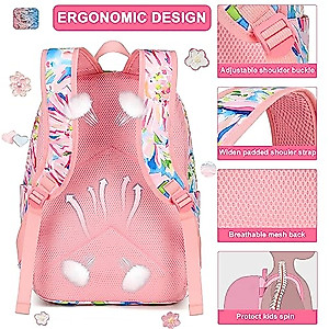 BTOOP Girls School Backpack Set Floral Schoolbag Laptop Bookbag Insulated Lunch Tote Bag Purse Teens Kids