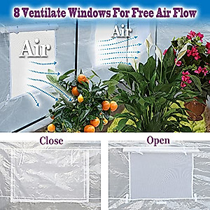 YardGrow Half Transparent Walk-in Plant Greenhouse Heavy Duty Garden Tunnel Tent with ABS Clamps (16'X7'X7')