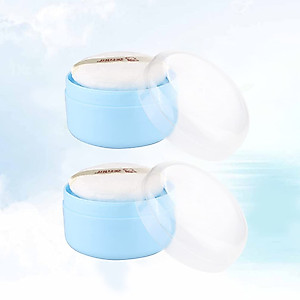 Powder Puff 2 Pcs Powder Puff Case Portable Empty Body Powder Container Dispenser Case with Sifter and Powder Puffs for Infant Baby Newborn Baby Puffs