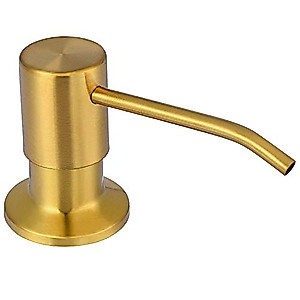 SAMODRA Soap Dispenser for Kitchen Sink, Premium Stainless Steel Pump Head 17 OZ Bottle 3.15 Inch Threaded Tube for Granite Thick Deck Installs (Brushed Brass)