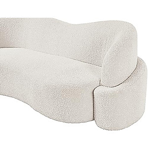 Meridian Furniture 108Cream-L Principessa Collection Modern | Contemporary Loveseat with Rich Cream Boucle Fabric, Curved Seat and Back, 68" W x 35" D x 29" H, Cream