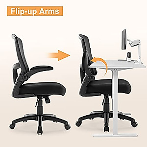 Chairelax Mesh Home Office Chair, Ergonomic Desk Chair Mid-Back Mesh Computer Chair Adjustable Lumbar Support and Flip-up Armrests Comfortable Executive Adjustable Rolling Load up to 300Lbs