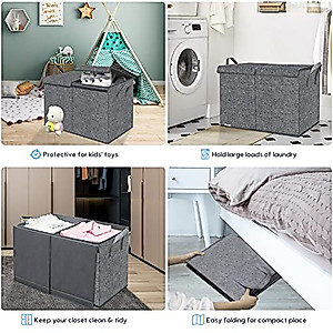 Friday Monkey Large Toy Storage Box Organizer with Removable Lids & Reinforced Handles 2 Pack, Sturdy Collapsible Toys Chest Bin Basket for Kids, Boys, Girls Room, 25x13x16inch, Dark Grey, ZMBCWJX2P