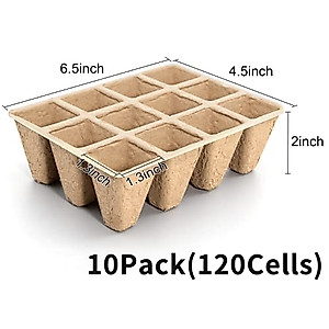 SYITCUN 100 Cells Seed Starter Tray, 10 Pack Seed Starter Kit for Planting Seeds,Biodegradable Peat Pots, Value Germination Kit with 100 Plant Labels, 2 Transplanting Tools, 1 Spray Bottle