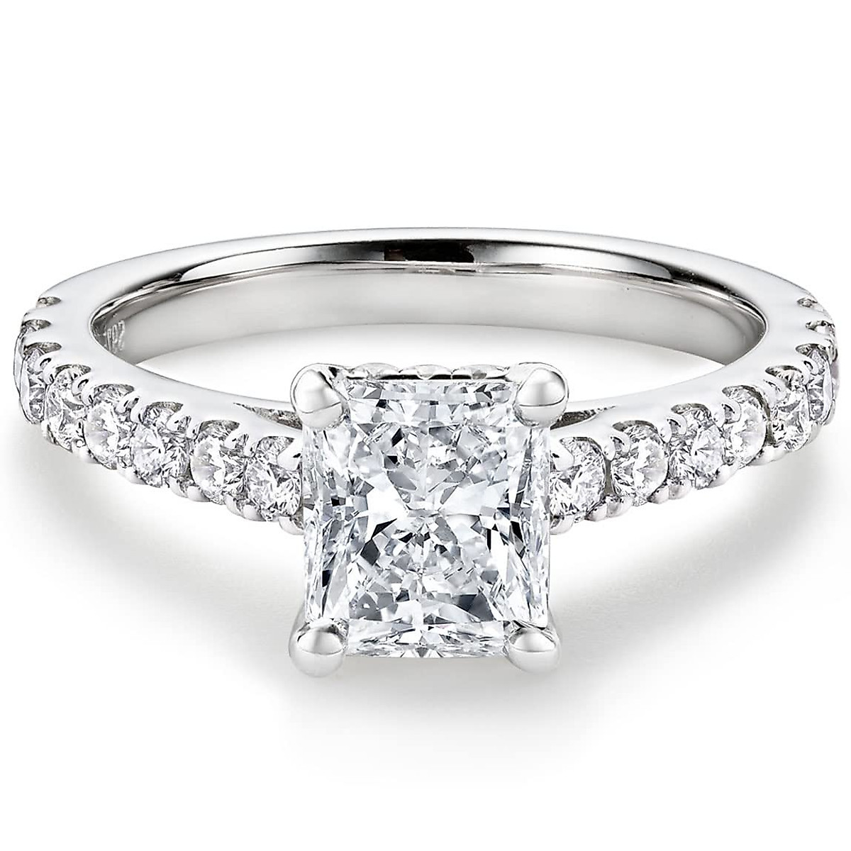 Sizeron Moissanite Engagement Rings 1.5 Ct Radiant Cut D Color VVS 18K White Gold Plated Sterling Silver For Women Size 7