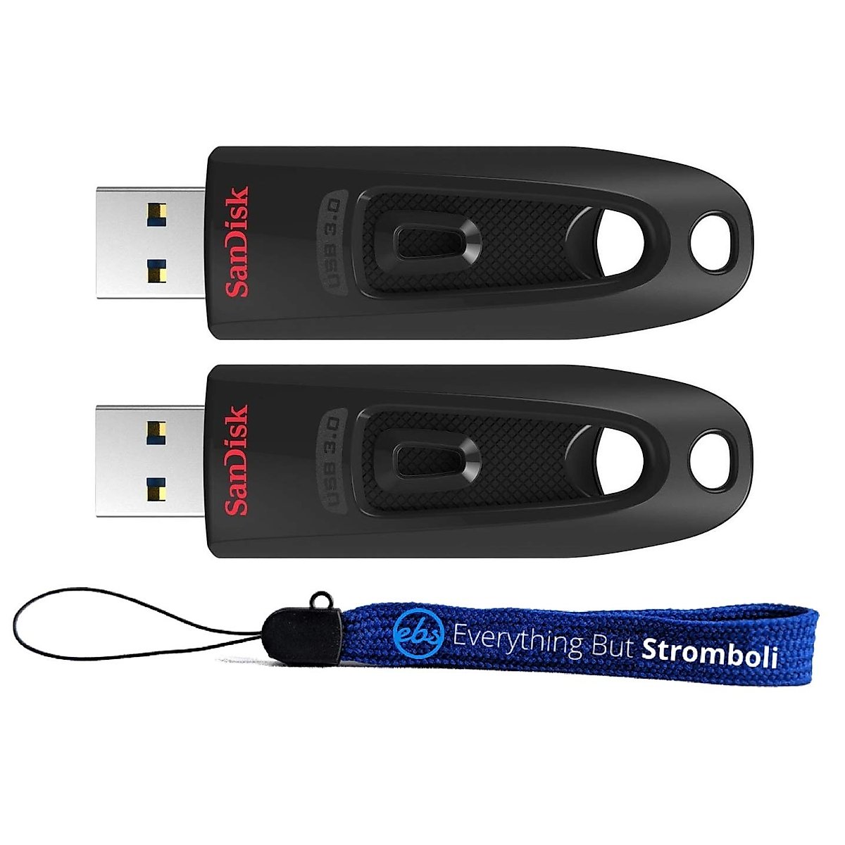 SanDisk Ultra 512GB USB 3.0 Flash Drive (Bulk 2 Pack) Works with Computer, Laptop, 130MB/s 512 GB PenDrive High Speed Memory Storage (SDCZ48-512G-U46) Bundle with (1) Everything But Stromboli Lanyard