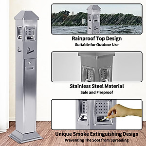 lukar Commercial Trash Receptacles Metal Trash Container Heavy Duty Trash Disposal Outdoor Vertical Trash Can for Patios Gardens Hotels Pubs Offices(Silver)