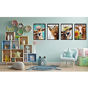 GemZono 4 Pack Diamond Painting Kits for Adults DIY 5D Diamond Art Paint with Round Diamonds Full Drill Cow Gem Art Painting Kit for Home Wall Decor Gifts(12x16inch/30×40cm)