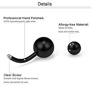 Dyknasz 14G 6MM (1/4") Short Length Surgical Steel Belly Button Rings Clear Diamond CZ Navel Ring Body Piercing Jewelry for Women Men 12 Pieces Silver-Tone Rose Gold Black