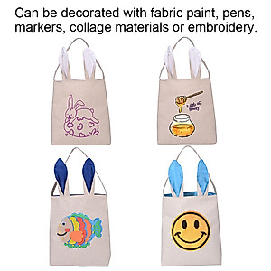 TopTie 6 PCS Bunny Easter Basket, Easter Bunny Bags, Easter Decoration Rabbit Bucket for Eggs Hunts and Candy