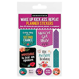 Essentials Planner Stickers -- Wake Up Kick Ass Repeat (Set of 150 Stickers)