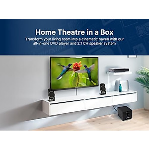 Emerson ED-8050 2.1 Channel Home Theater DVD Player and Surround Sound System with Subwoofer, HDMI Output, USB Playback, and Dual Speakers – Ideal for Immersive Movie and Music Experience