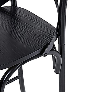 glitzhome 3 Pieces Black Steel Round Bar Table and Bar Stools with High Backest Set Dining Table and Chairs Set