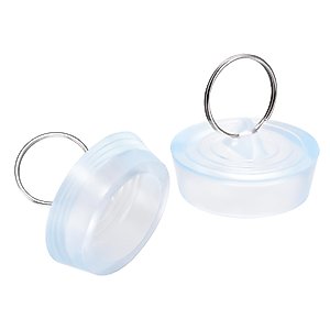 uxcell Rubber Sink Plug, Drain Stopper Clear Blue Fit 38-40mm with Hanging Ring for Bathtub Kitchen and Bathroom 2 Pcs