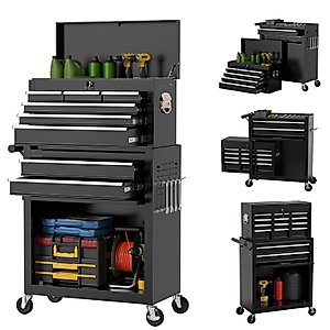 Yenntrss 8-Drawer Rolling Tool Chest & Removable with Wheels,Large Tool Storage Cabinet with Drawers for Garage,Toolbox Organizer with Lock for Mechanics,Warehouse,Worlshop (Black)